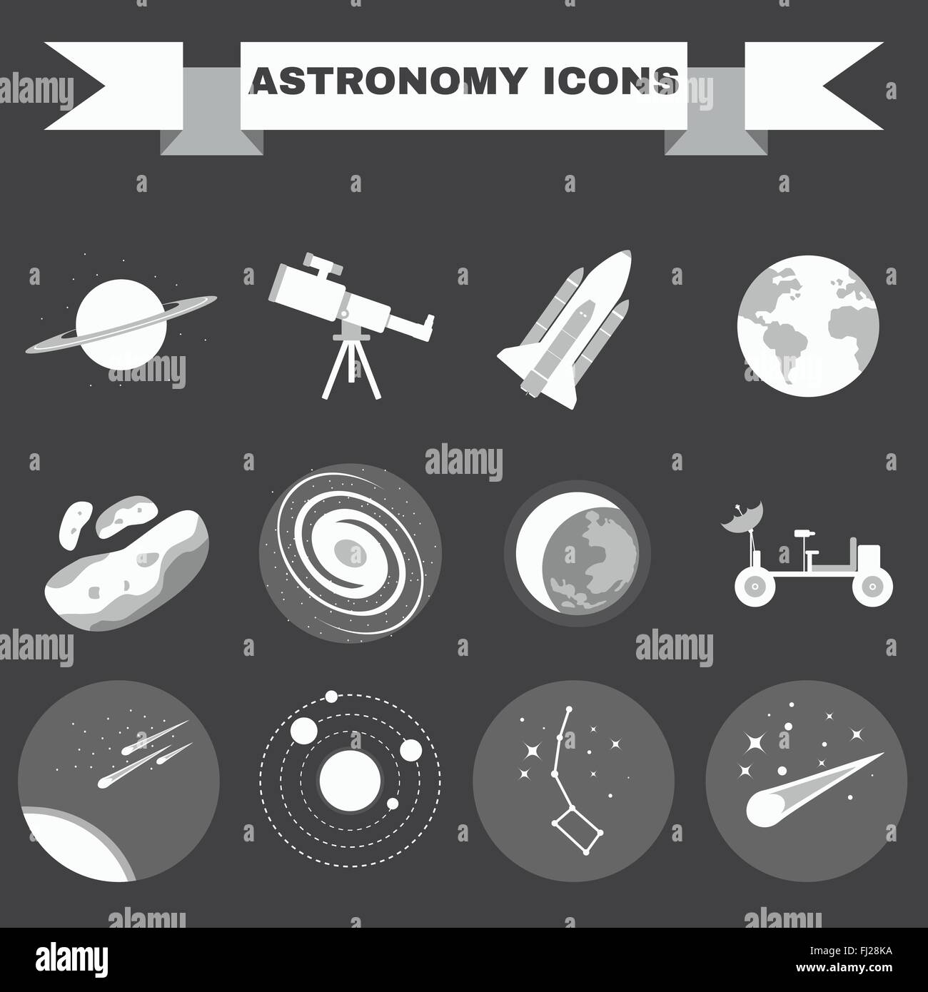 Astronomy Flat Vector Icons Set. Science objects for infographics ...