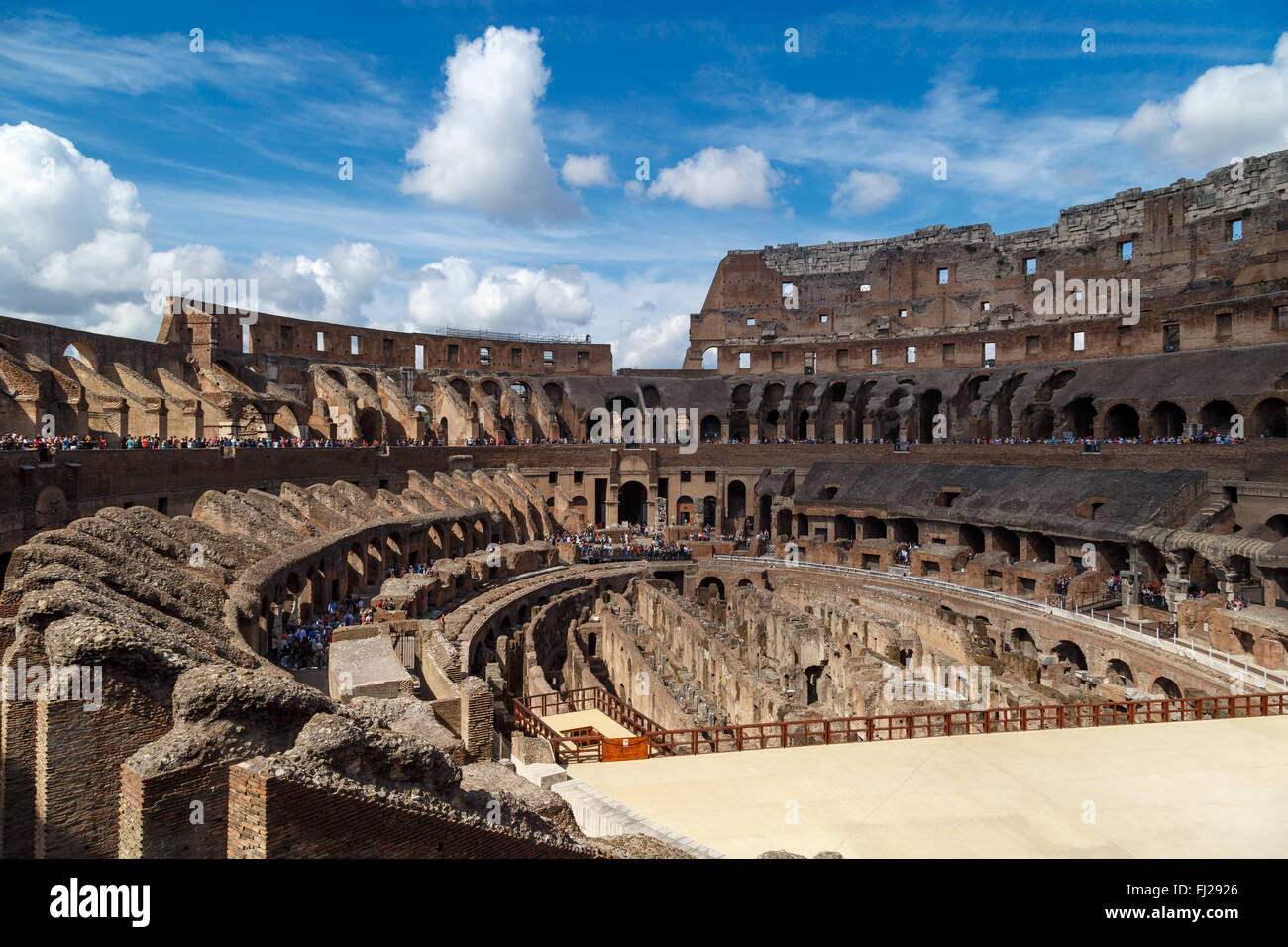 ROME, ITALY - SEPTEMBER 24, 2015 : Inside view of ancient amphitheatre ...