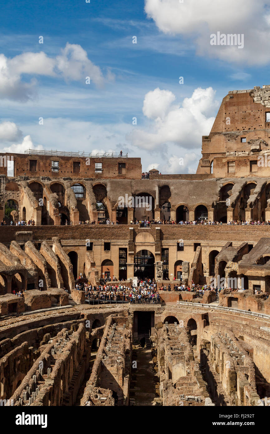 ROME, ITALY - SEPTEMBER 24, 2015 : Inside view of ancient amphitheatre ...