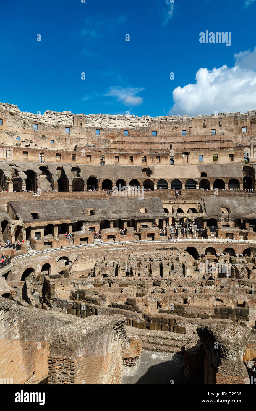 ROME, ITALY - SEPTEMBER 24, 2015 : Inside view of ancient amphitheatre ...