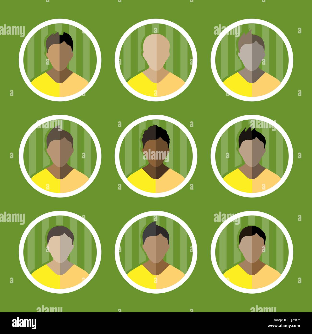 Soccer players circular icons set. Football players portraits in round ...