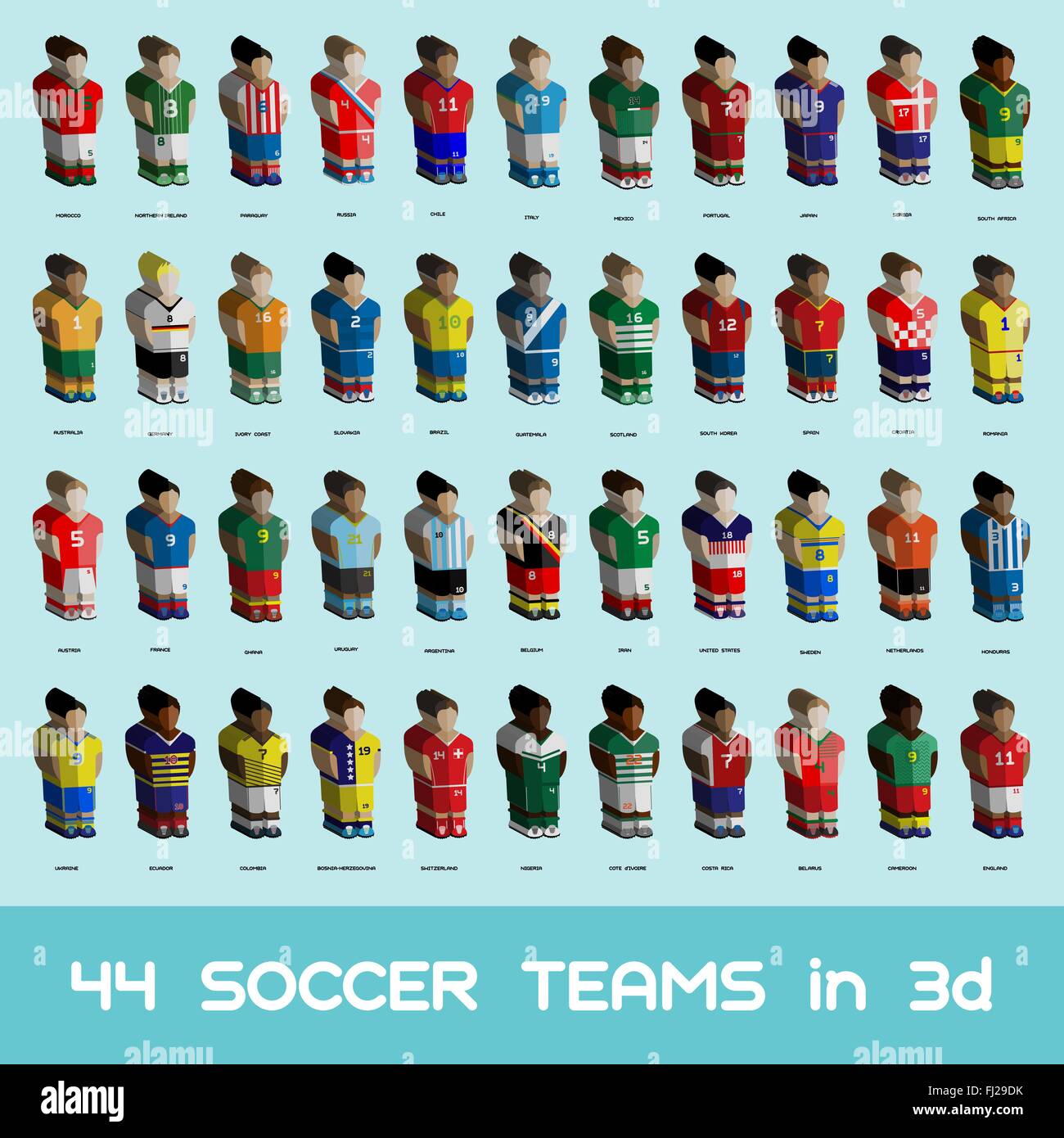 Football Players Icons Set. Vector digital illustration. Soccer ...