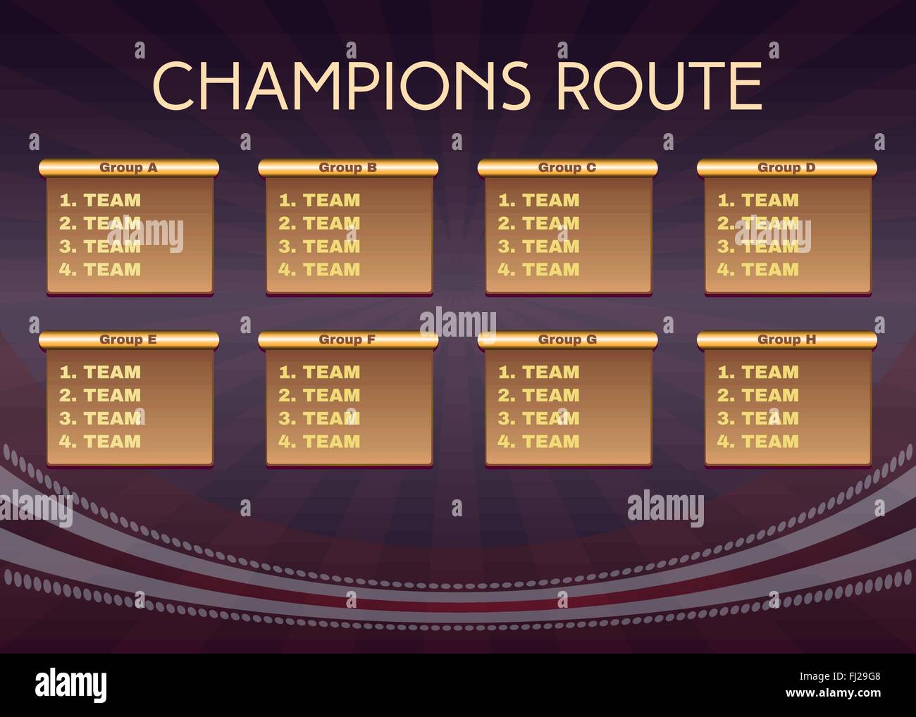 Champions Route Illustration. Soccer Match Table Statistics on Dark ...