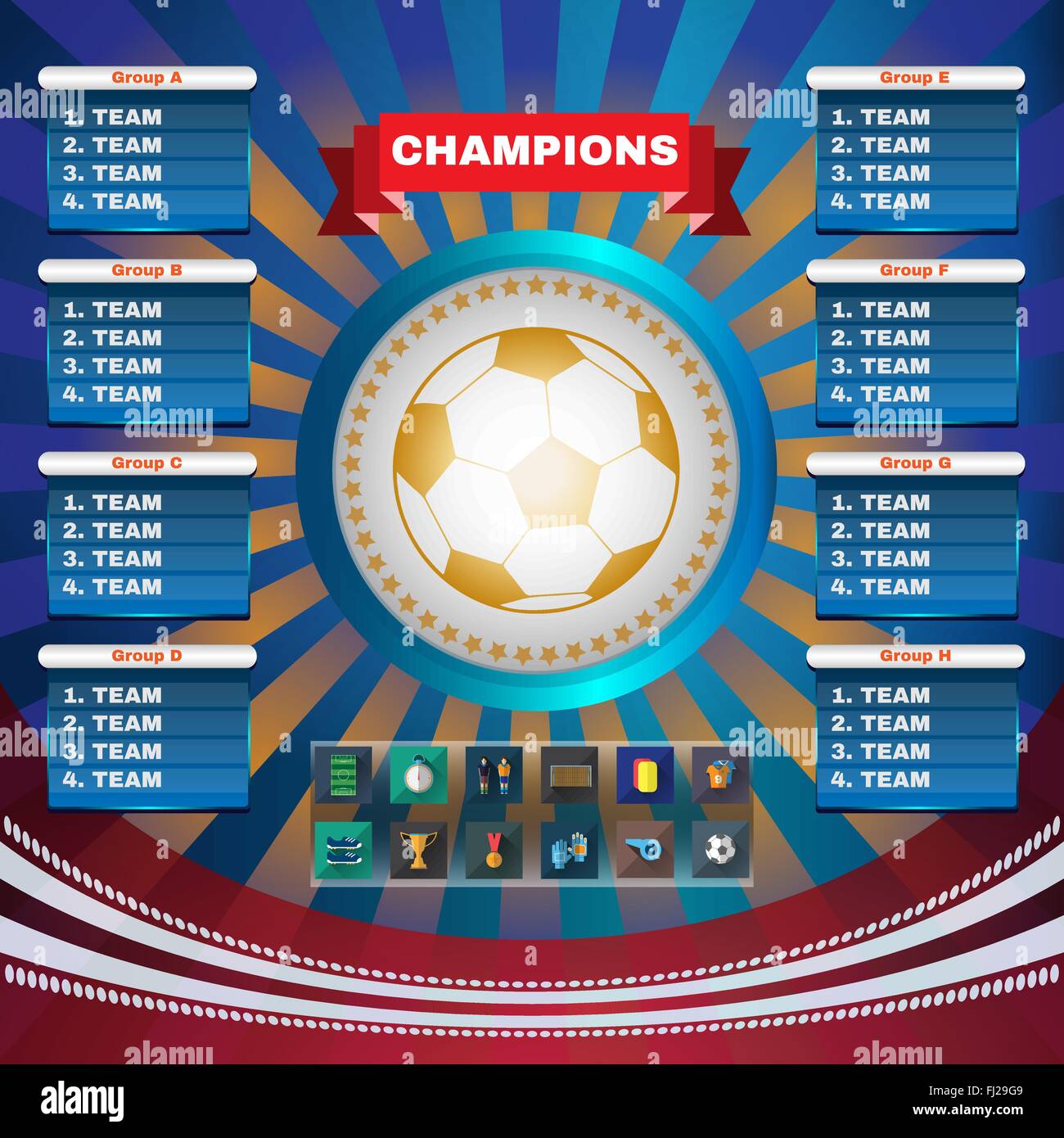Football Champions. Flyer Soccer Groups and Teams Statistics Tables ...