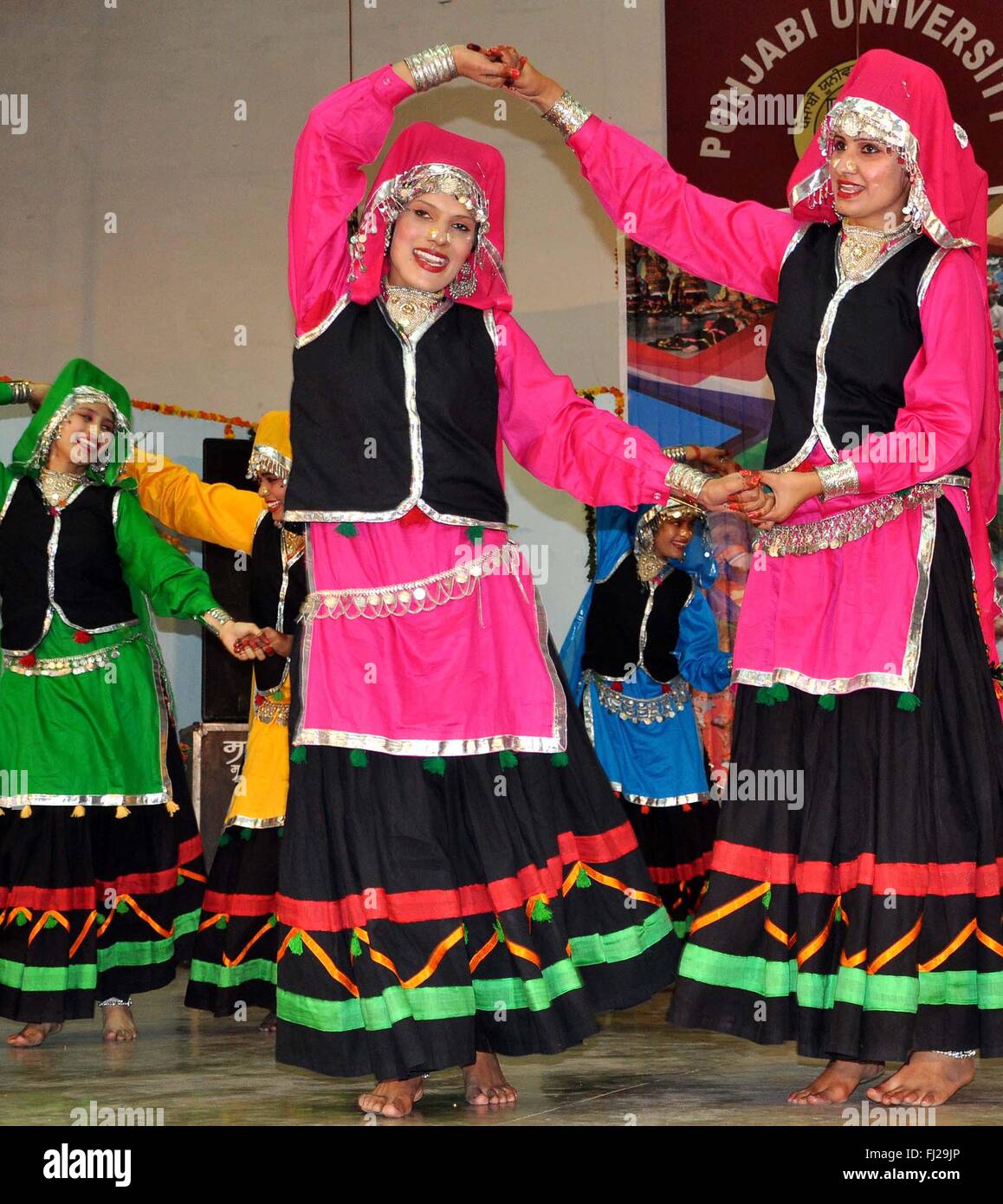 Patiala, India. 11th Feb, 2016. Girls students perform Punjabi folk ...