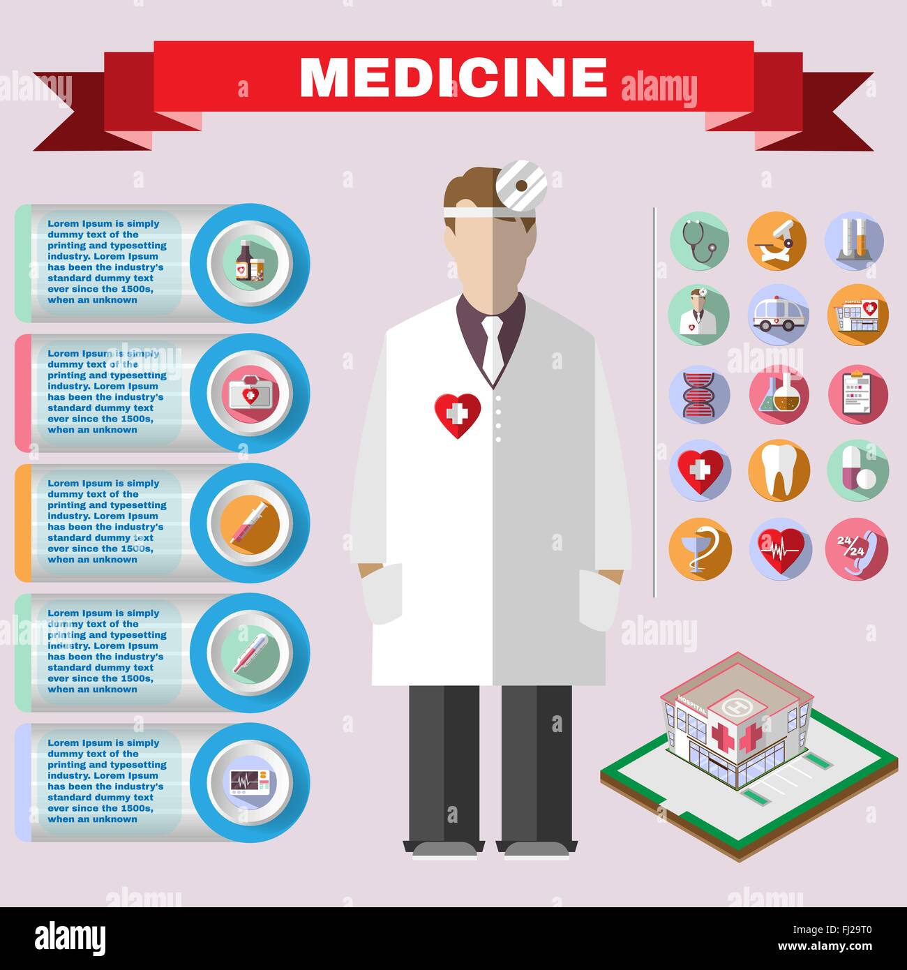 Medical Flyer Template Vector Illustration. Set of health-related icons ...