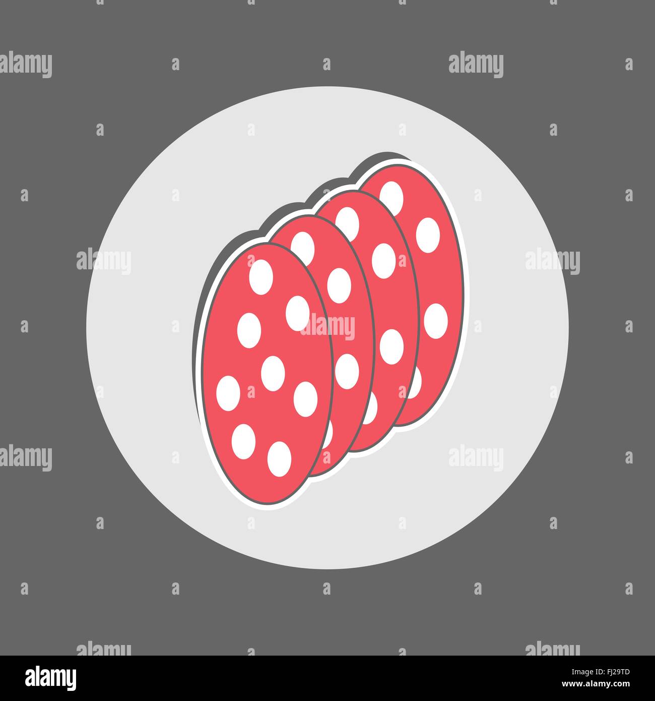 Slices of Salami round icon. Digital vector flat illustration Stock ...