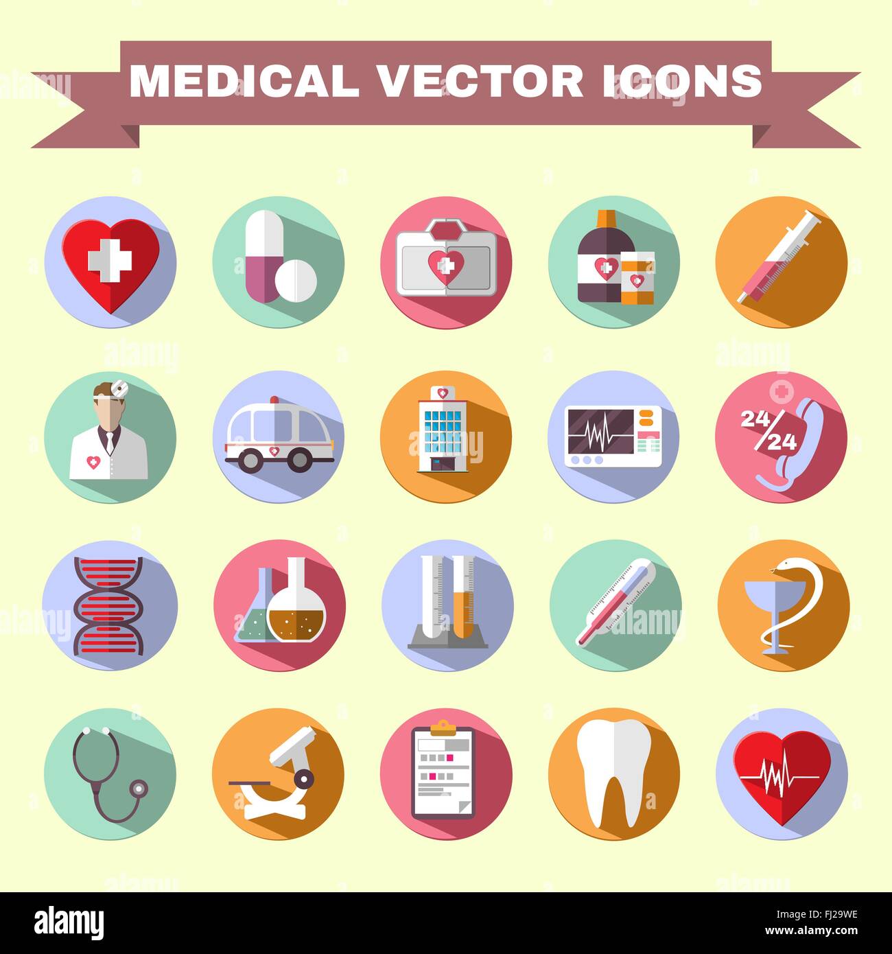 Healthcare. Colorful Medical Vector Icons Set. Digital background ...