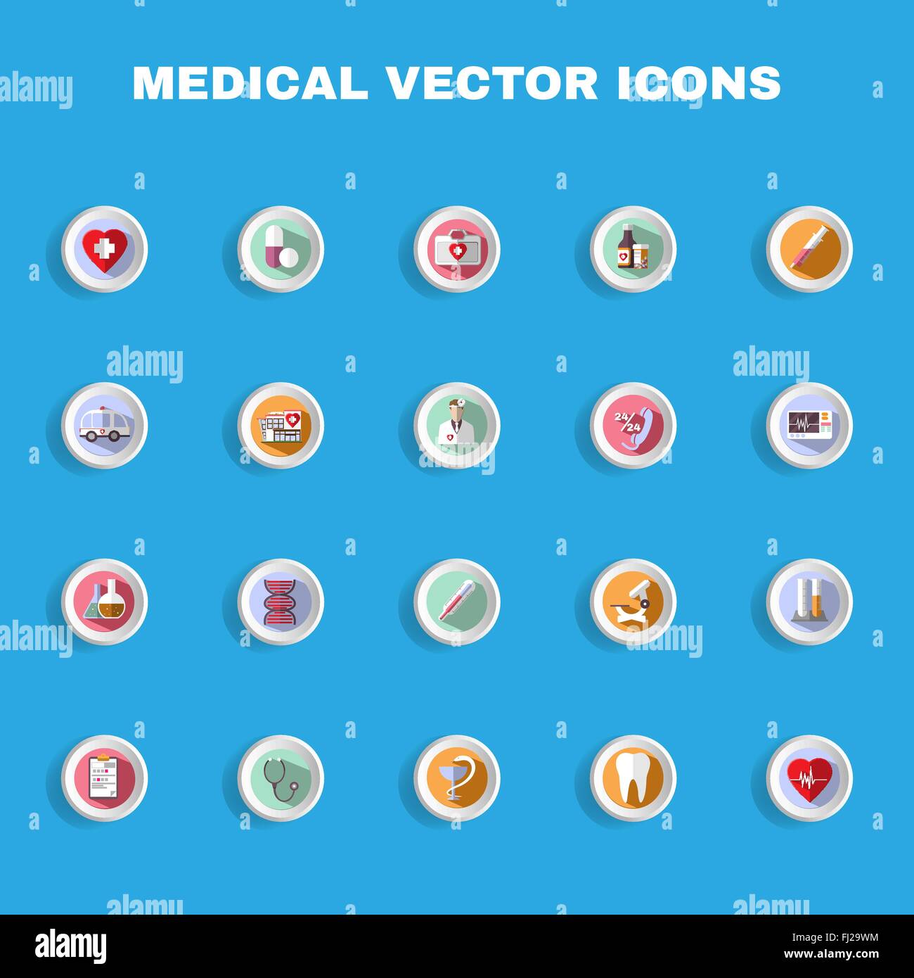 Healthcare. Colorful Medical Vector Icons Set. Digital background ...