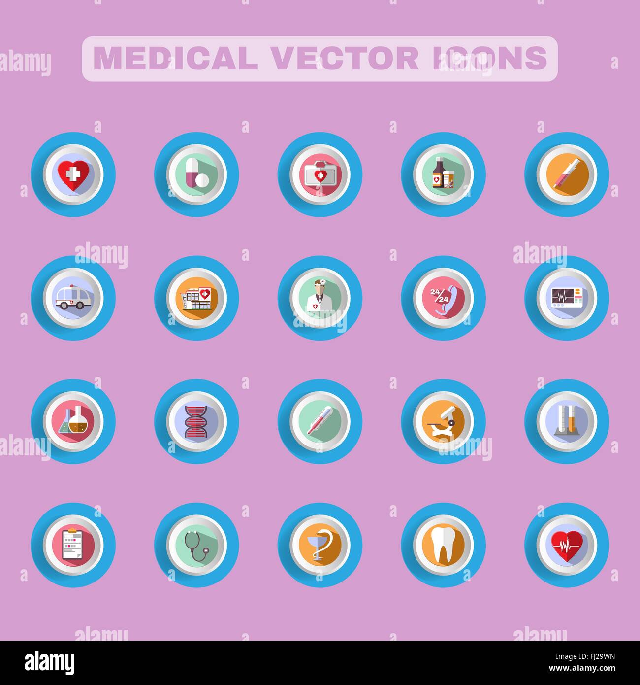Healthcare. Colorful Medical Vector Icons Set. Digital background ...