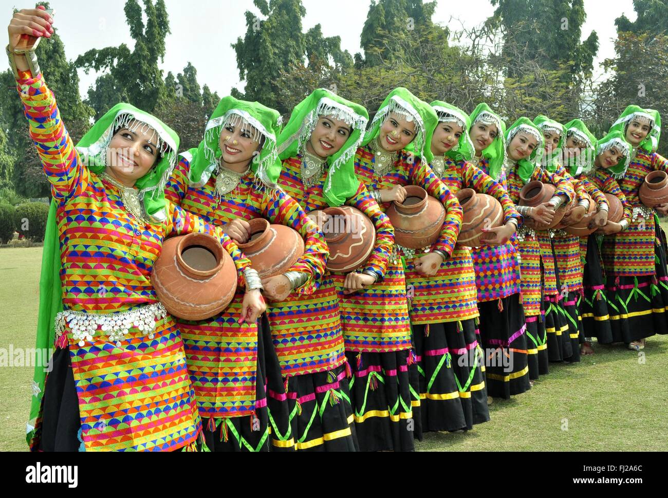 Patiala, India. 11th Feb, 2016. Girls students dress up as Punjab folk ...