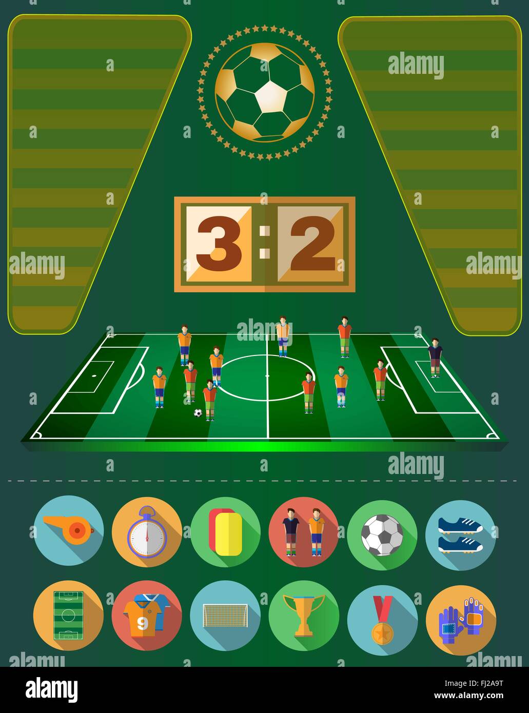 Football Soccer Match Statistics. Scoreboard with players and Match ...