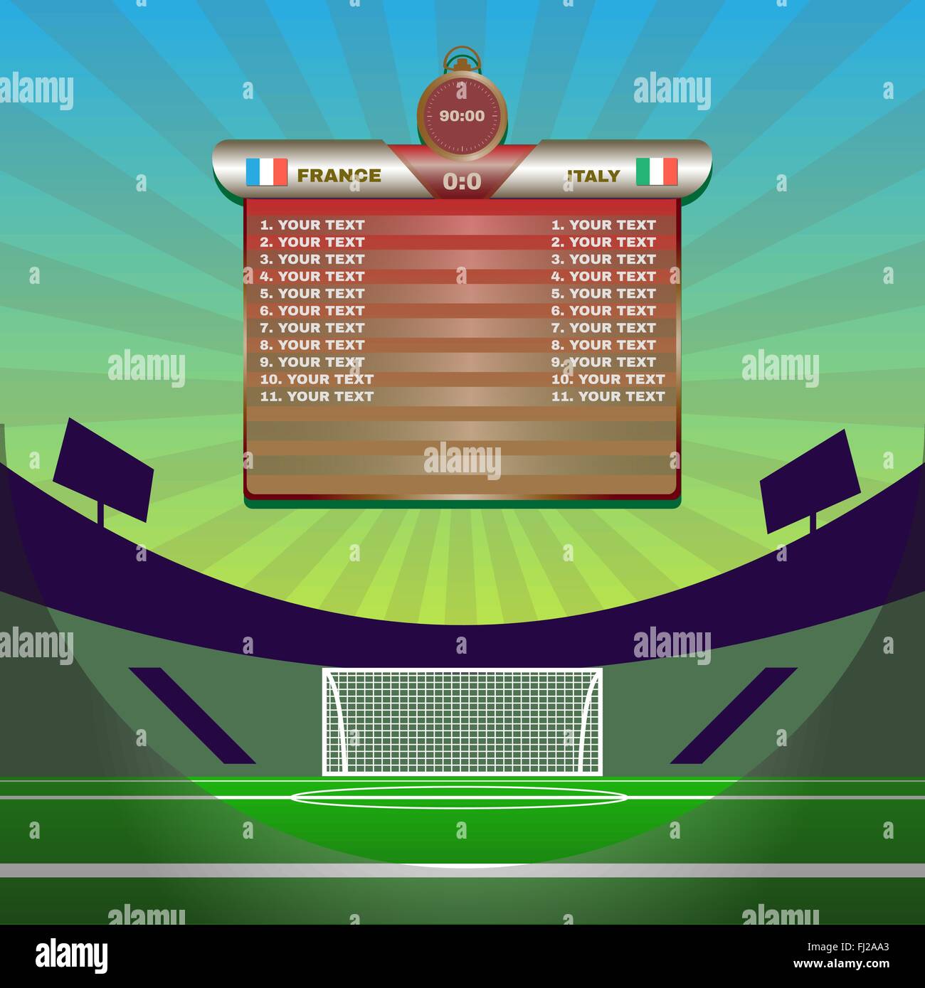 Football Soccer Match Statistics. Scoreboard with players and match ...