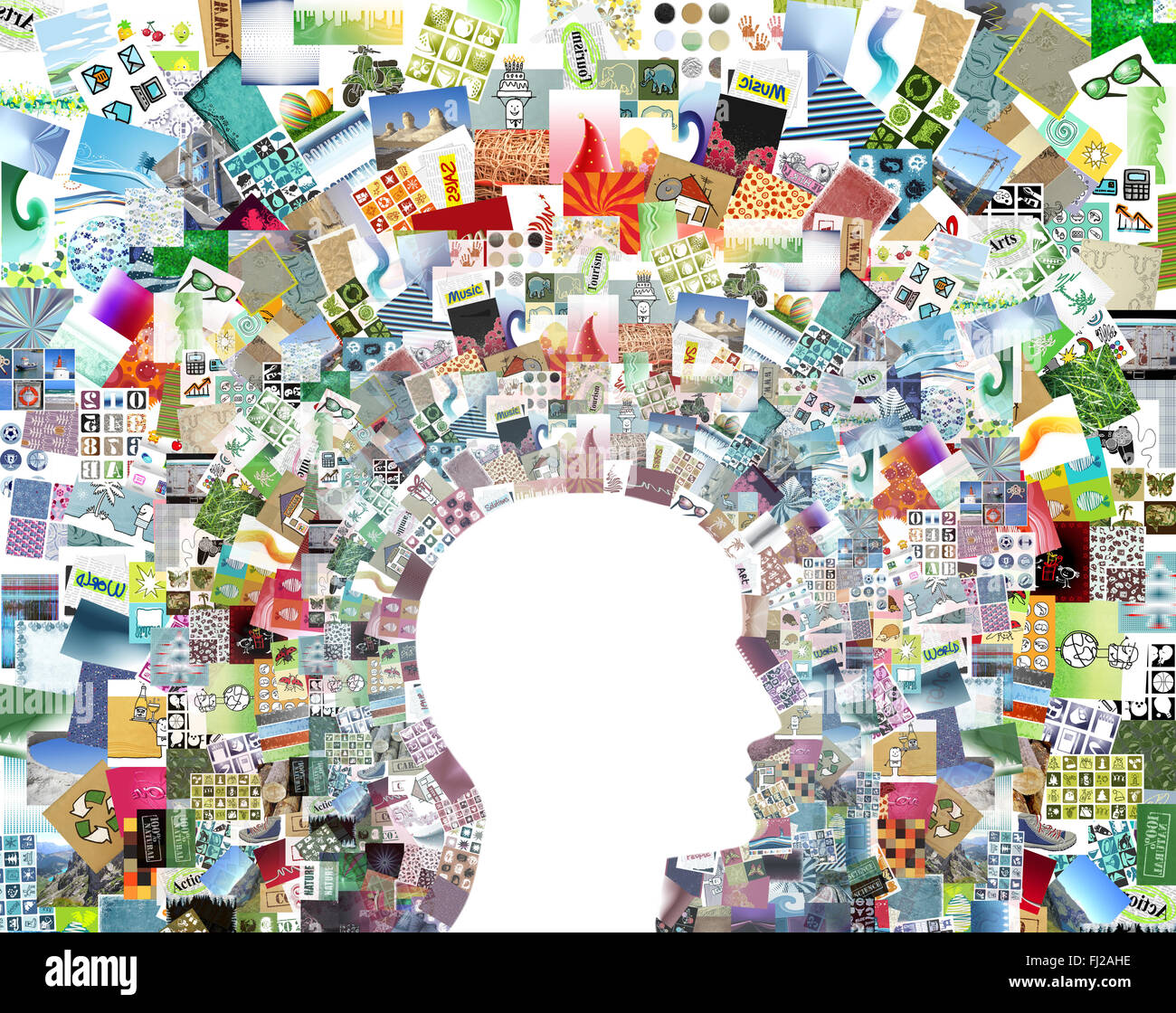 collage made with a lot of small colorful designs and pictures Stock ...