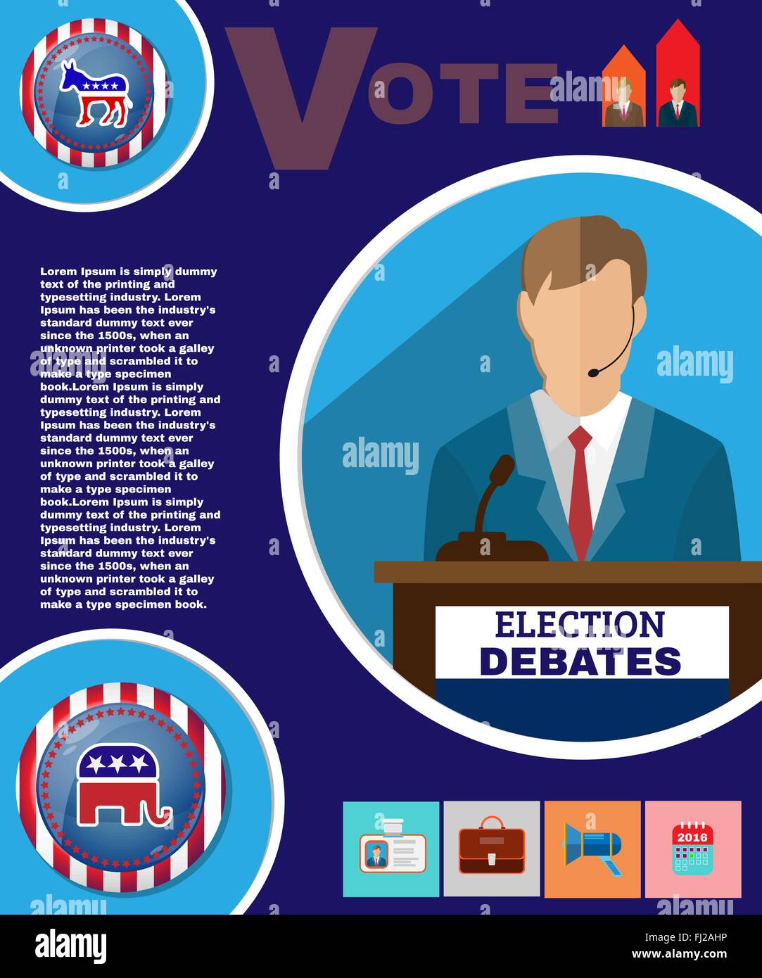 USA Presidential Election Debates Campaign Ad Flyer. Social Promotion ...