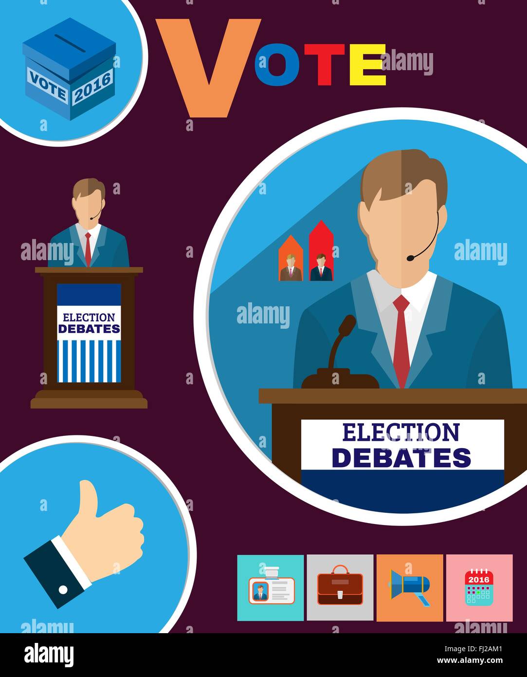 Political Election Debates Campaign Ad Flyer. Social Promotion Banner ...