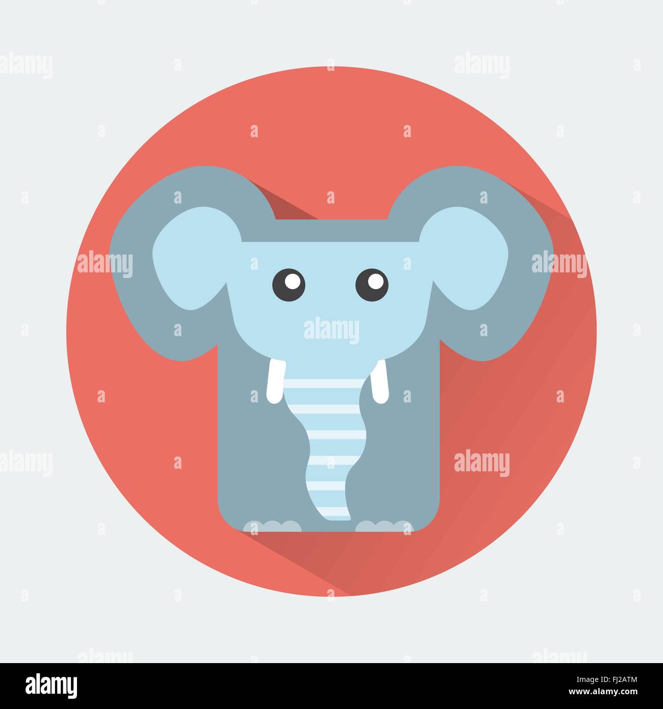 Baby Animal Round Icon. Elephant Character Design. Colorful vector ...