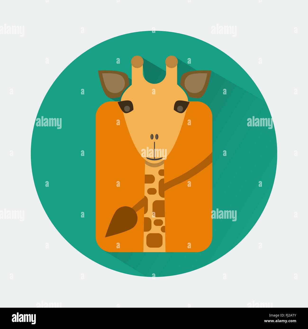 Baby Animal Round Icon. Giraffe Character Design. Colorful vector ...