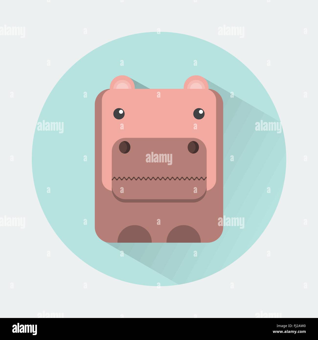 Baby Animal Round Icon. Hippo Character Design. Colorful vector ...