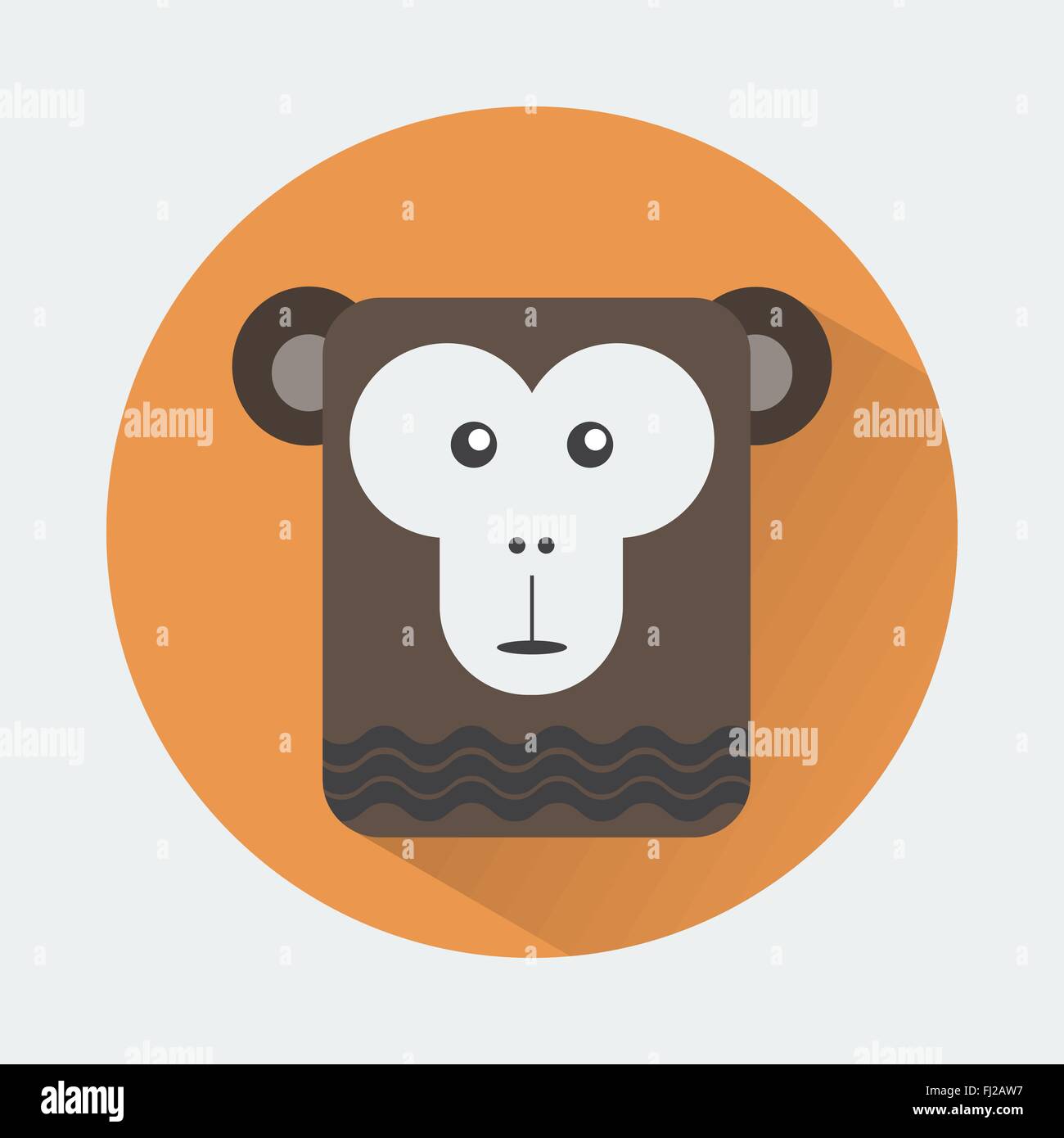 Baby Animal Round Icon. Chimp Character Design. Colorful vector ...