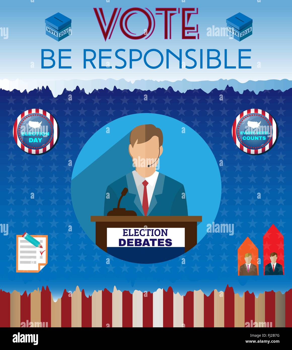 Election Day 2016 Campaign Ad Flyer. Be Responsible Social Promotion ...