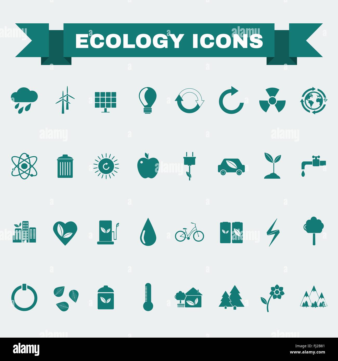 Ecology Icons Set, Nature Symbols. Green energy. Forms and types of ...