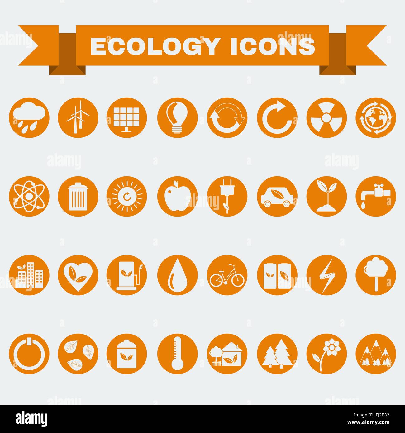 Ecology Icons Set, Nature Symbols. Green energy. Forms and types of ...