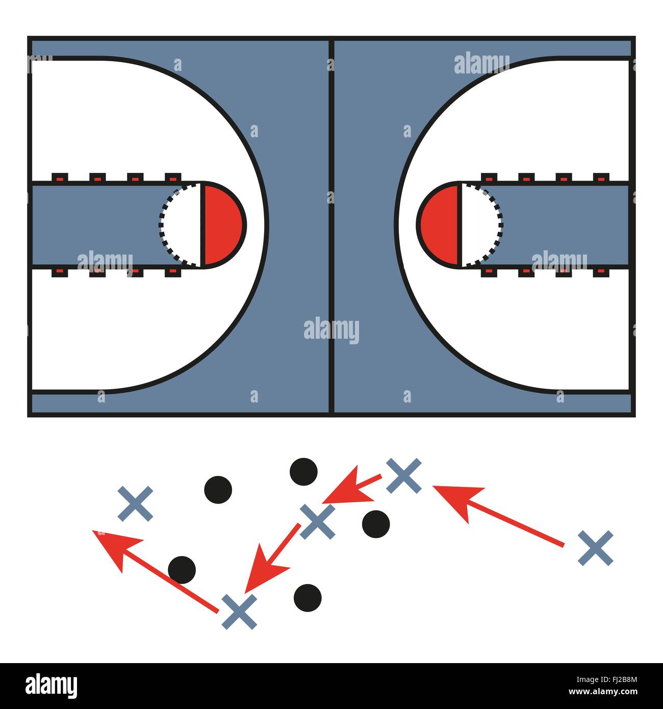 Basketball Game Strategy Drawing. Sports tactics illustration ...