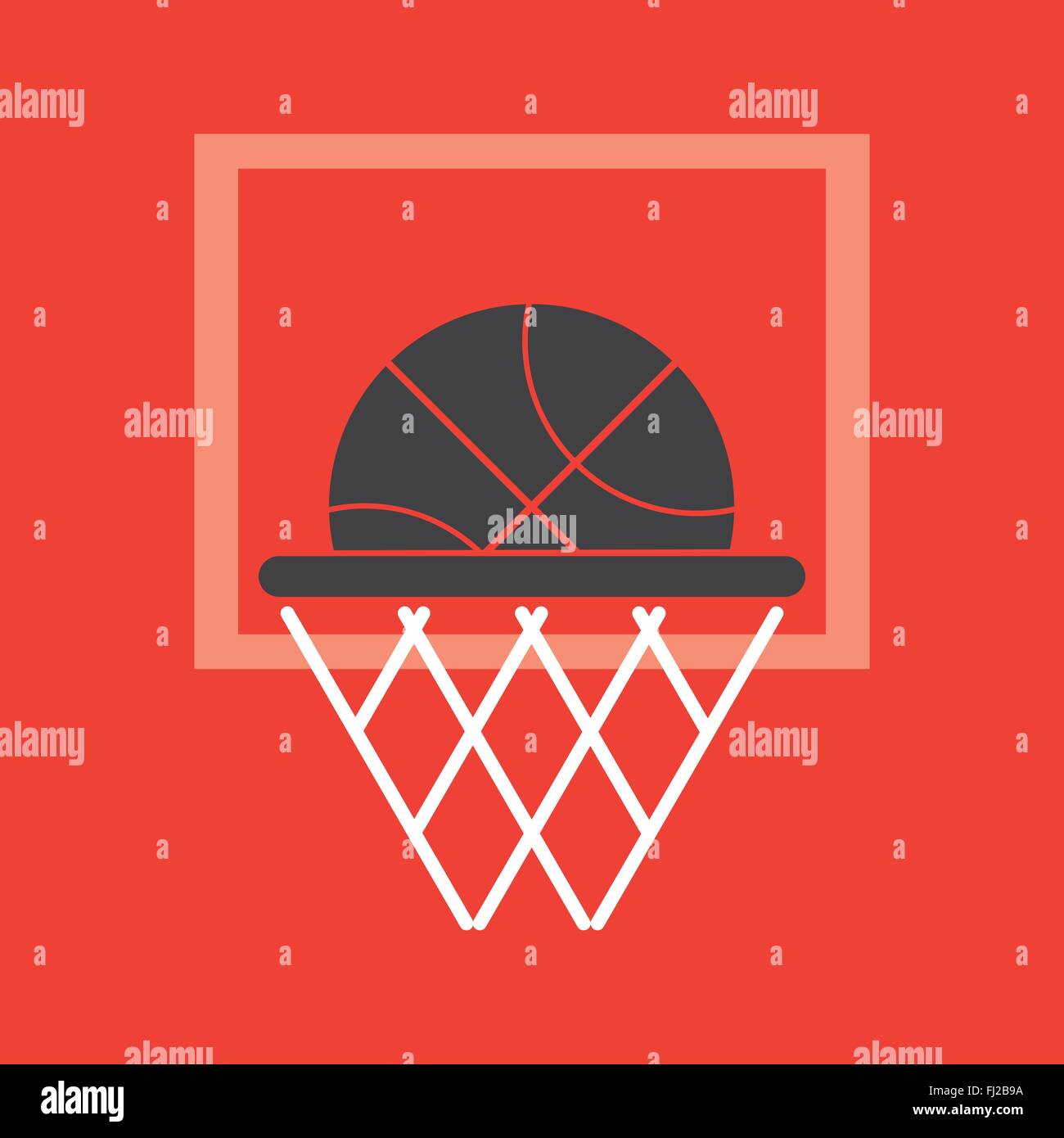 Ball in a basket. Basketball symbol icon. Vector flat illustration ...