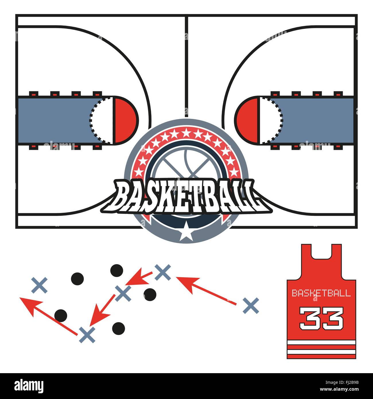 Basketball Game Strategy Drawing. Sports tactics illustration ...