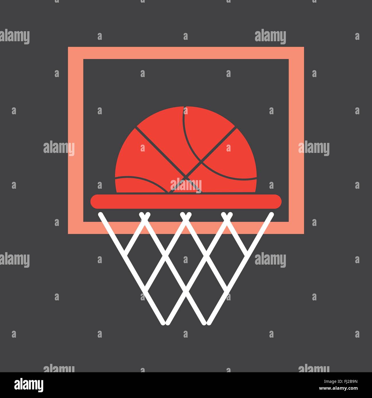 Ball in a basket. Basketball symbol icon. Vector flat illustration ...