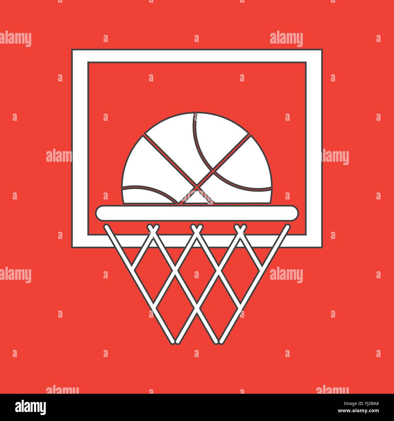 Ball in a basket. Basketball symbol icon. Vector flat illustration ...