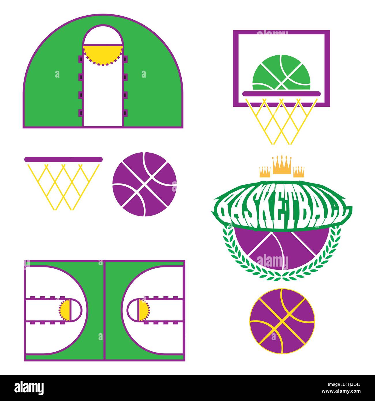 Basketball objects. Basketball Ball in Laurel Wreath and Crown Logo ...