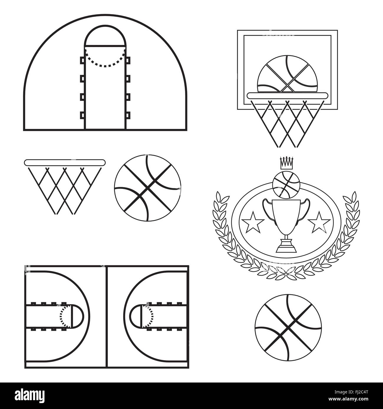 Basketball objects. Basketball Ball with Goblet and Stars in Laurel ...