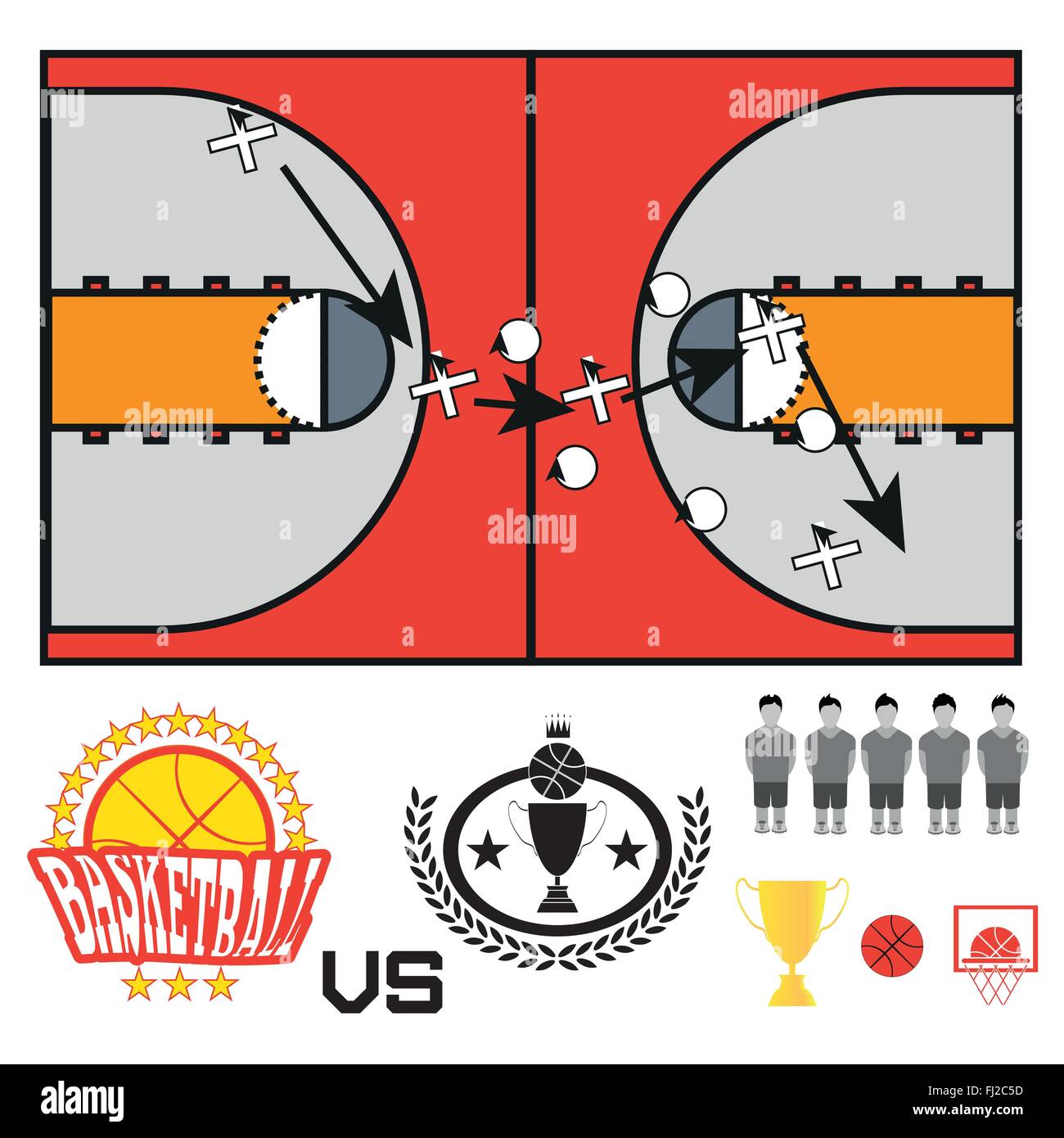 Basketball objects. Basketball Match Teams Logos. Basketball Play Court ...