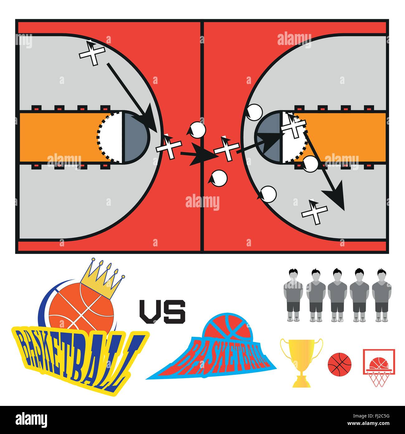Basketball objects. Basketball Match Teams Logos. Basketball Play Court ...