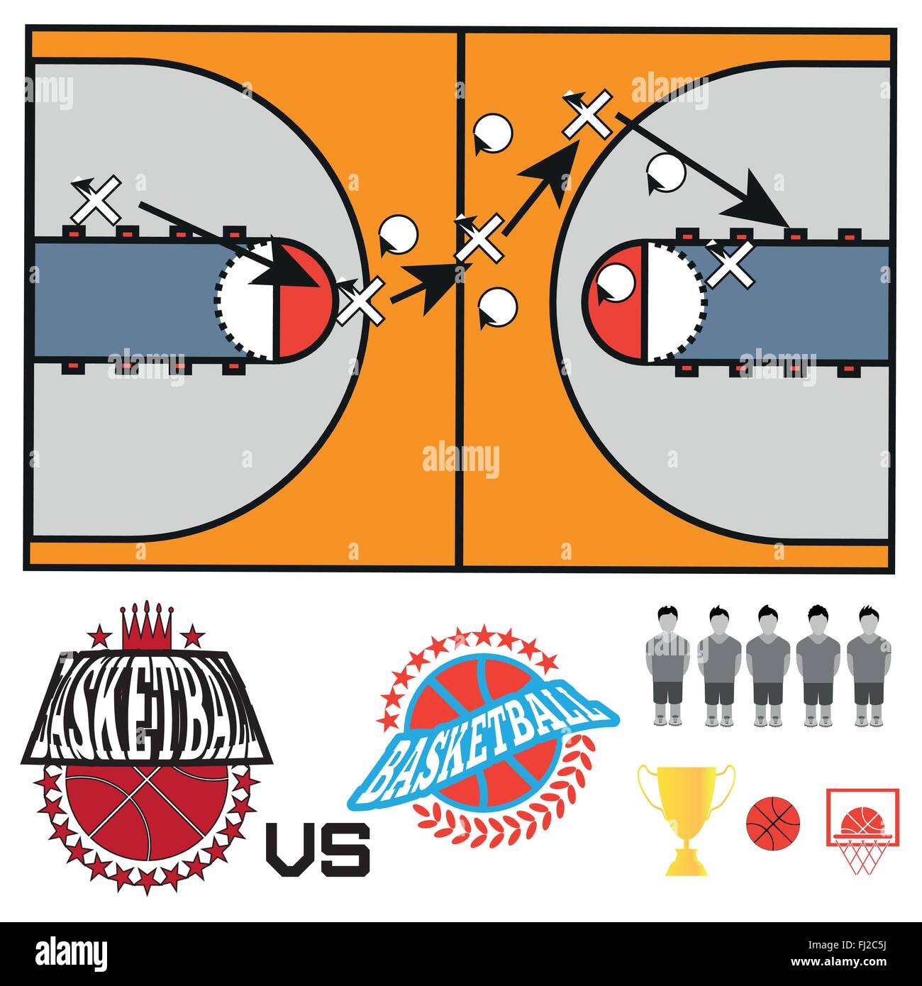 Basketball objects. Basketball Match Teams Logos. Basketball Play Court ...