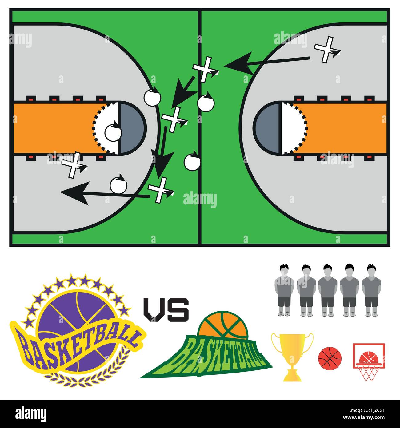 Basketball objects. Basketball Match Teams Logos. Basketball Play Court ...