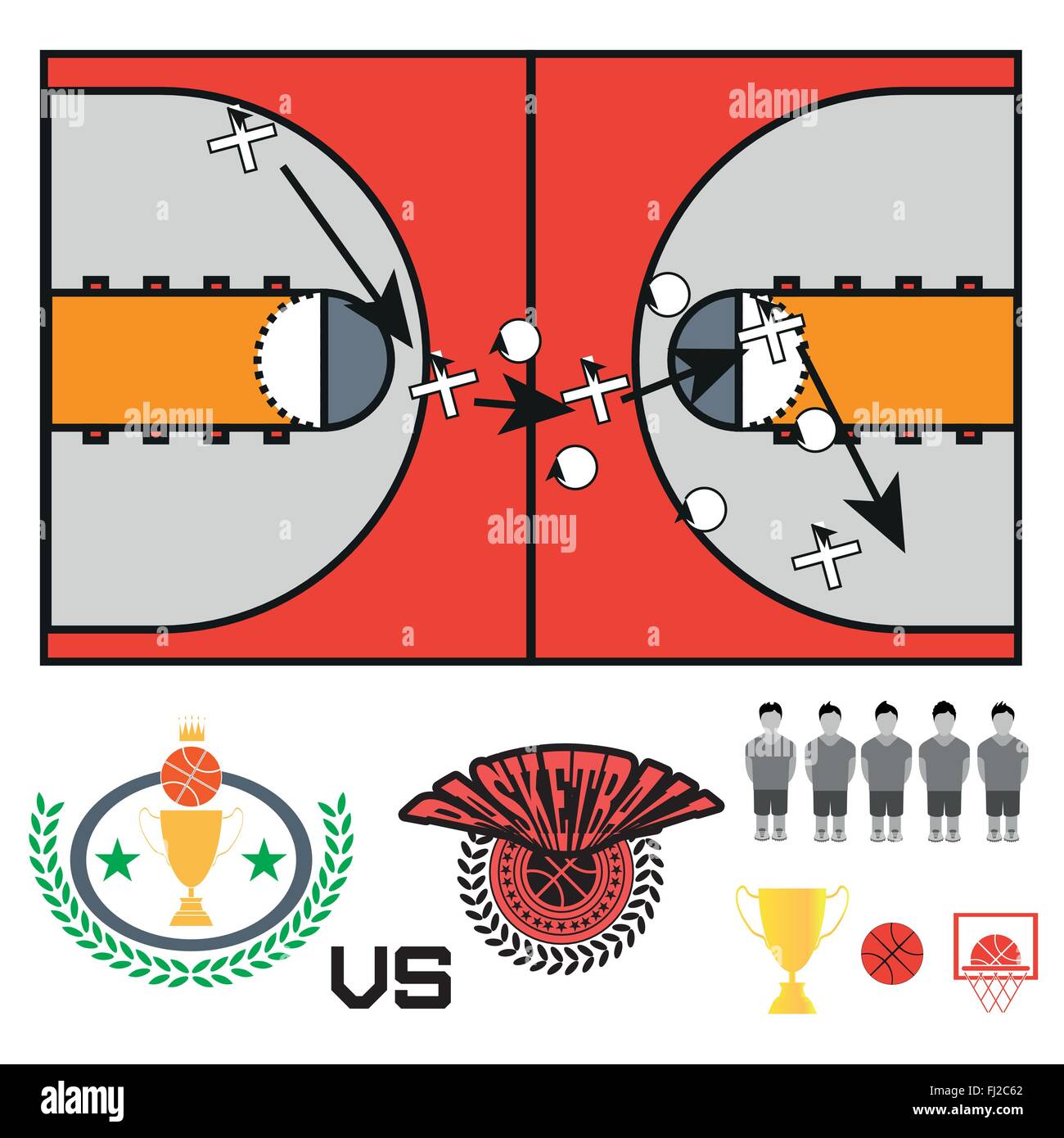 Basketball objects. Basketball Match Teams Logos. Basketball Play Court ...