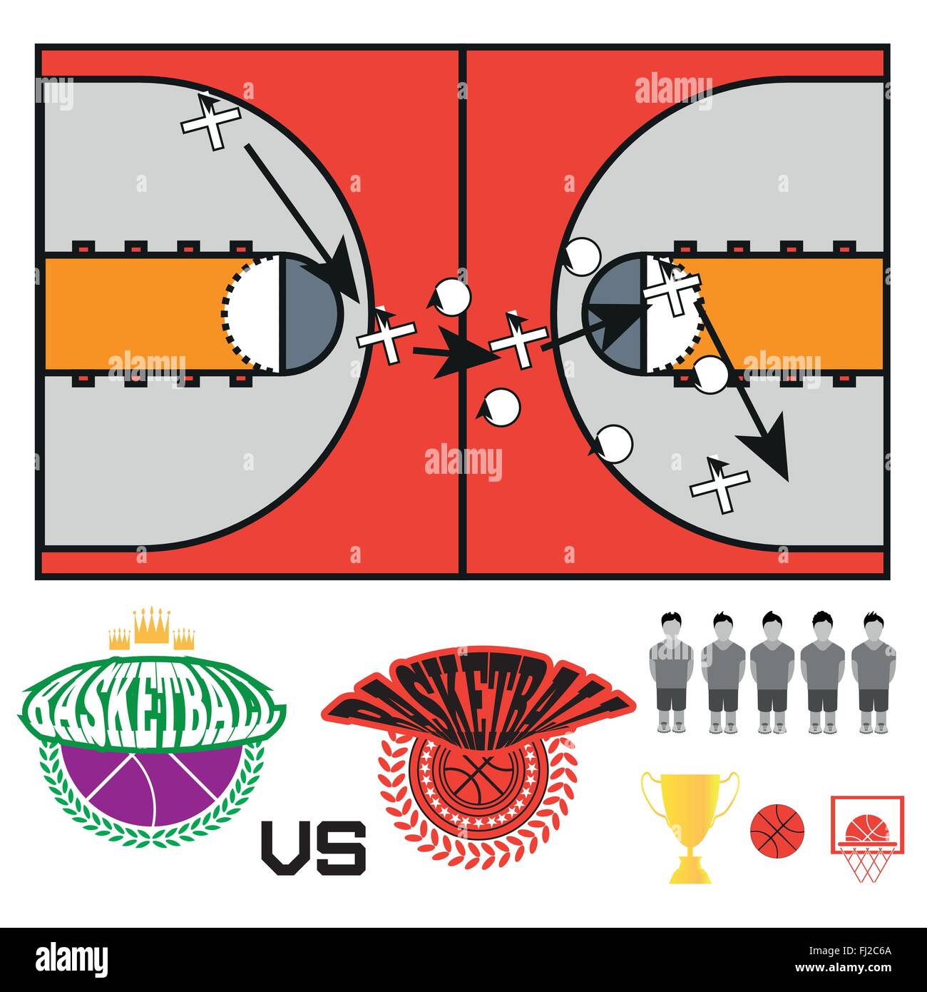 Basketball objects. Basketball Match Teams Logos. Basketball Play Court ...