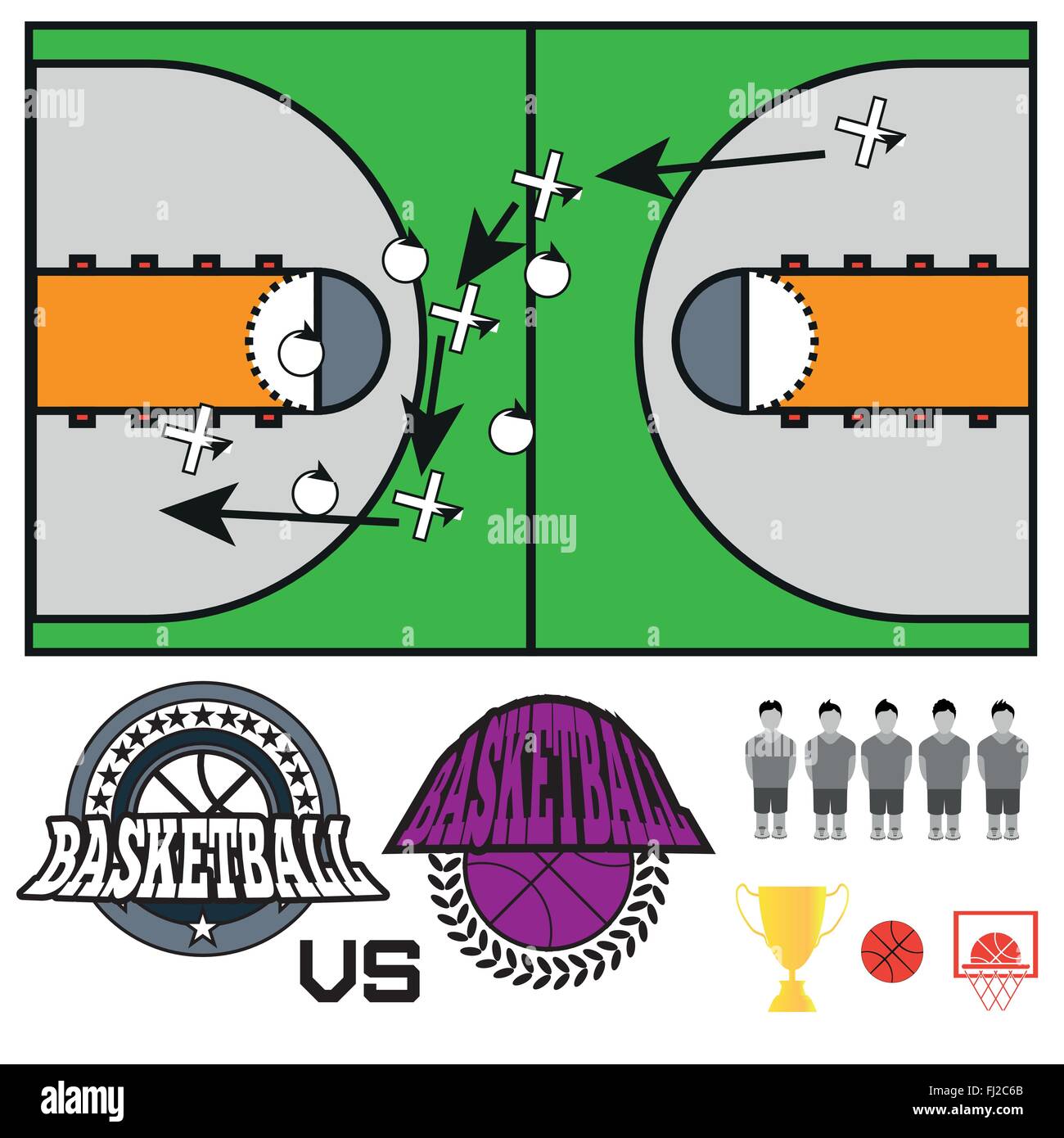 Basketball objects. Basketball Match Teams Logos. Basketball Play Court ...