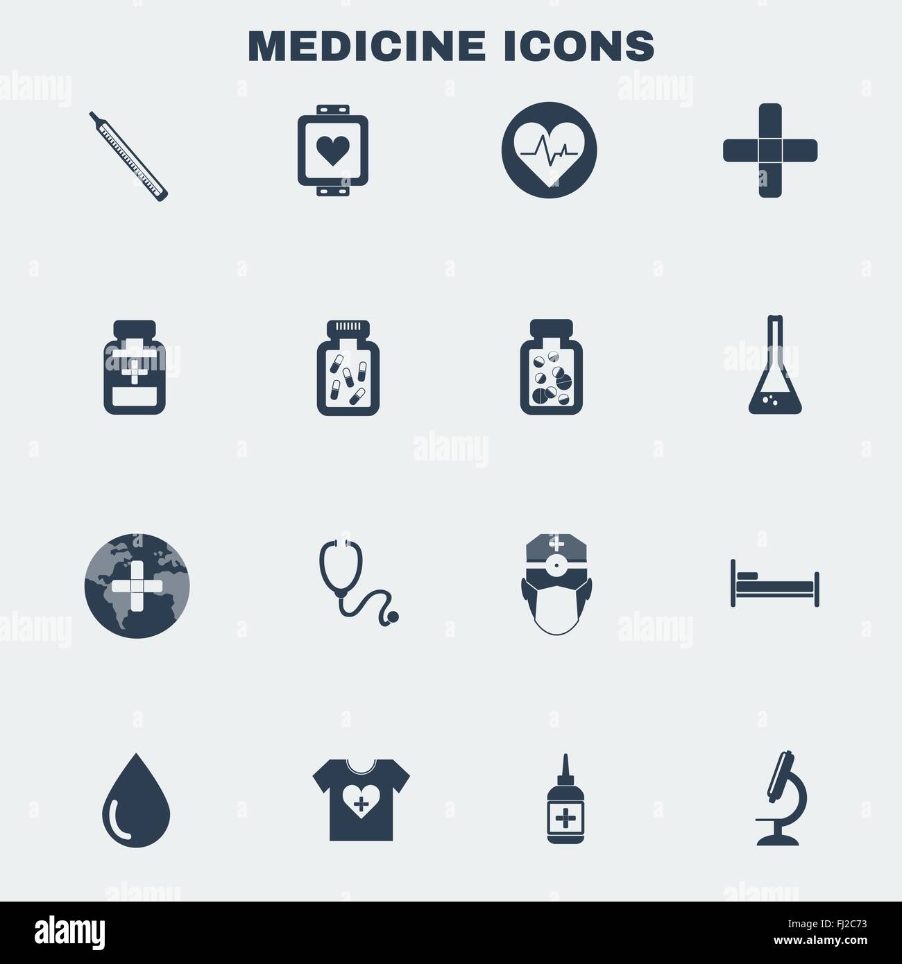 Healthcare. Black and White Medical Vector Icons Set. Digital ...