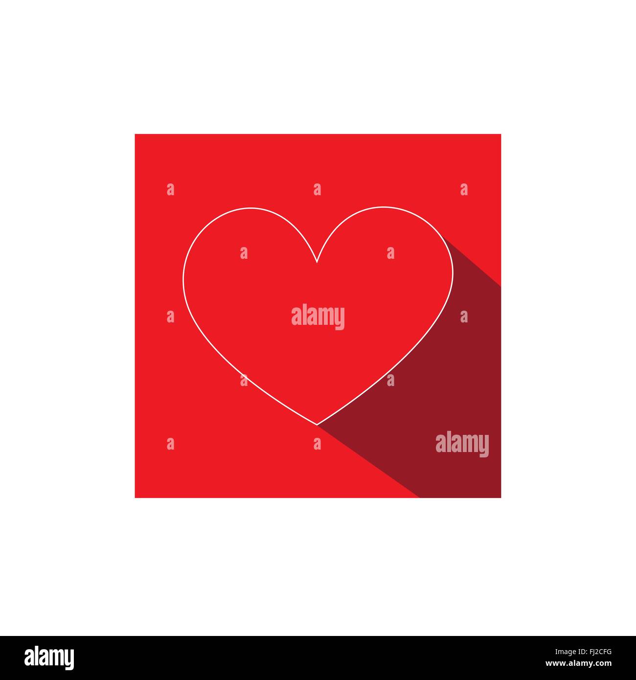 Red Heart Shape with a dark red shadow. Icon of Love. Happy Valentine's ...