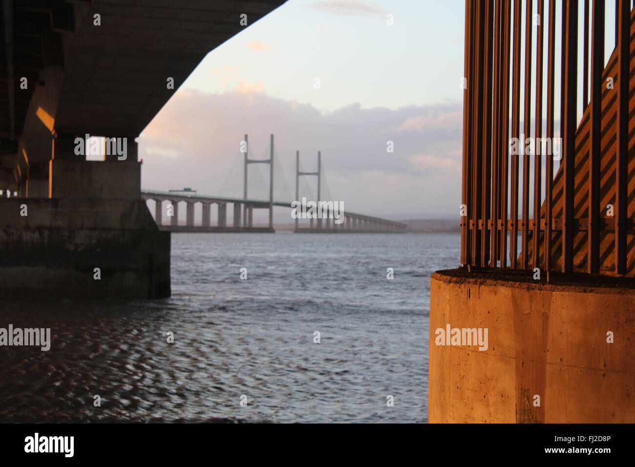 Severn Road Bridge at sunset Stock Photo - Alamy