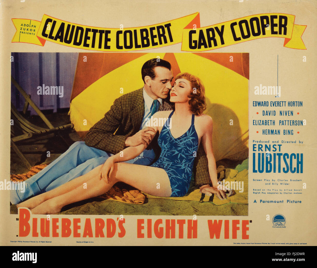 "Bluebeard's Eighth Wife", (Paramount, 1938), lobby scene card ...