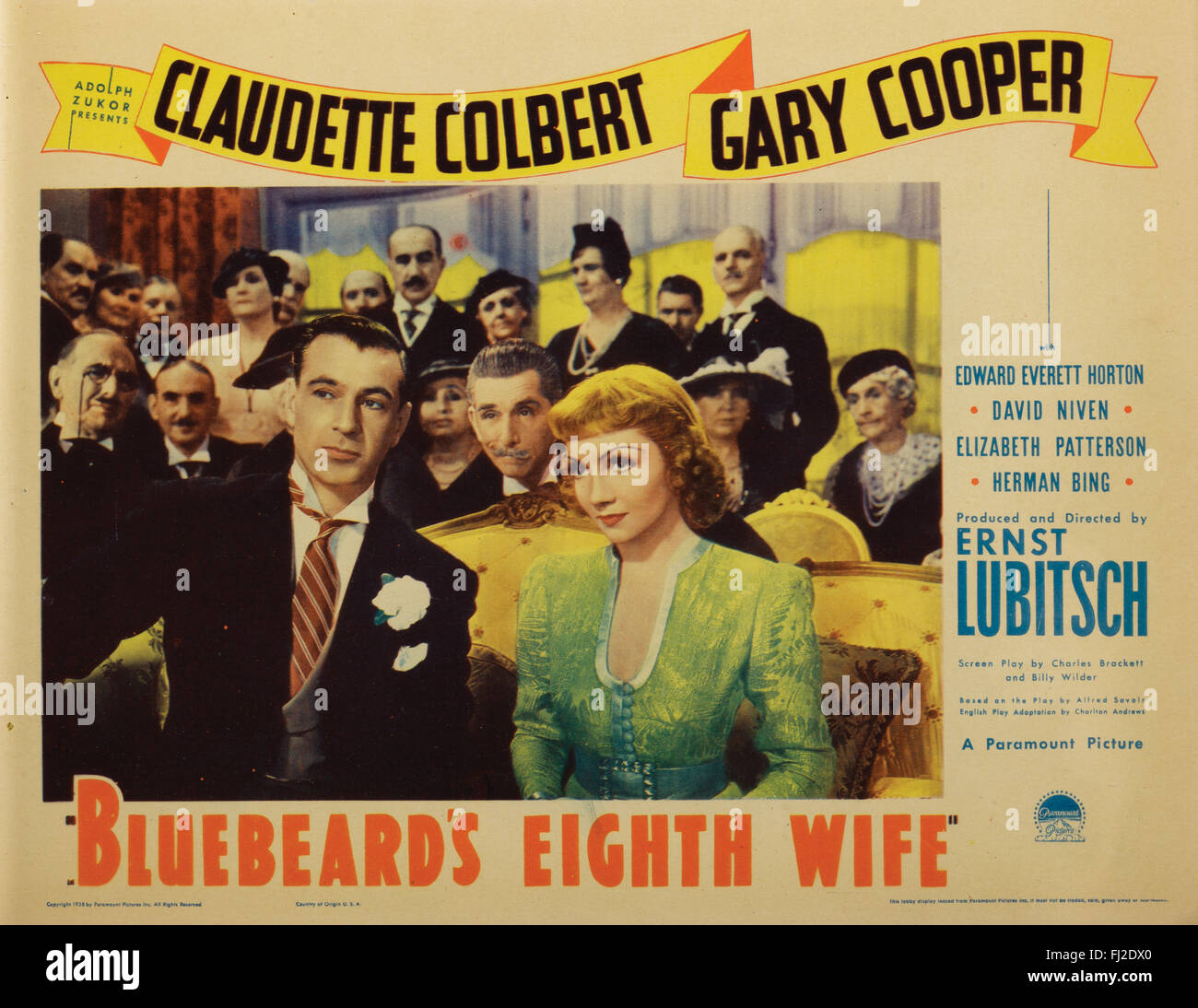 "Bluebeard's Eighth Wife", (Paramount, 1938), lobby scene card ...