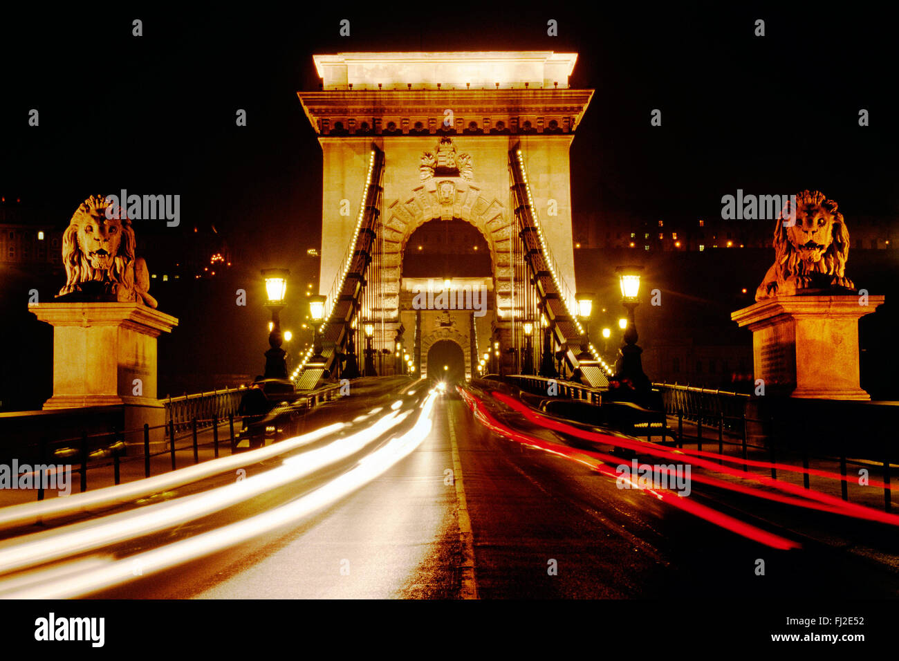 Night shot of the CHAIN BRIDGE completed in 1849 (first bridge to ...