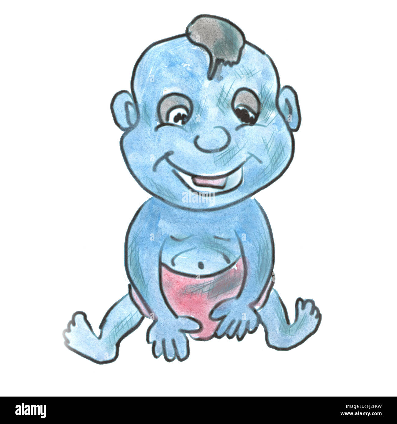 baby blue cartoon watercolor isolated Stock Photo - Alamy