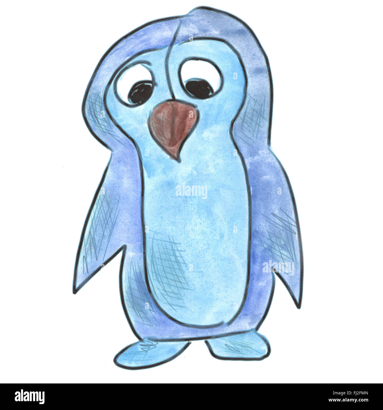blue and light blue penguin cartoon watercolor isolated Stock Photo - Alamy