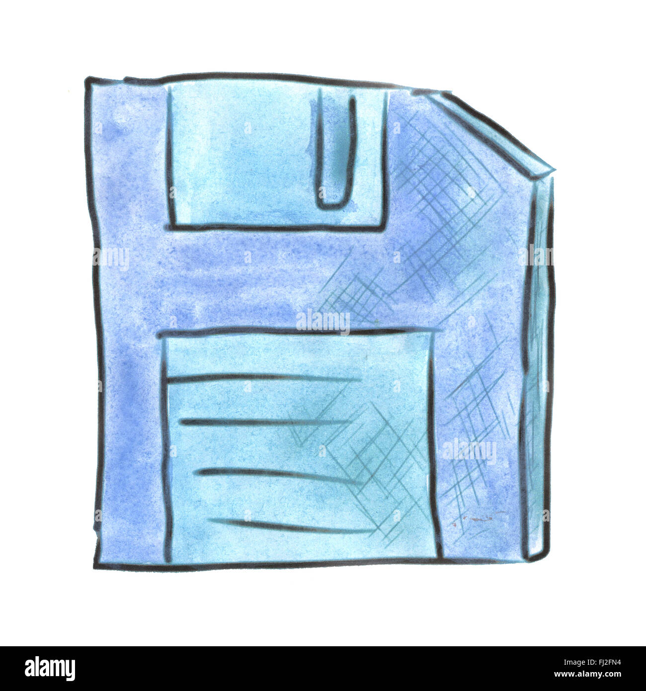 blue blue memory card cartoon watercolor isolated Stock Photo - Alamy